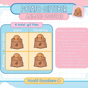 Animated Pngtuber | Potato Avatar for Streaming, Ready to Use Giftuber ...