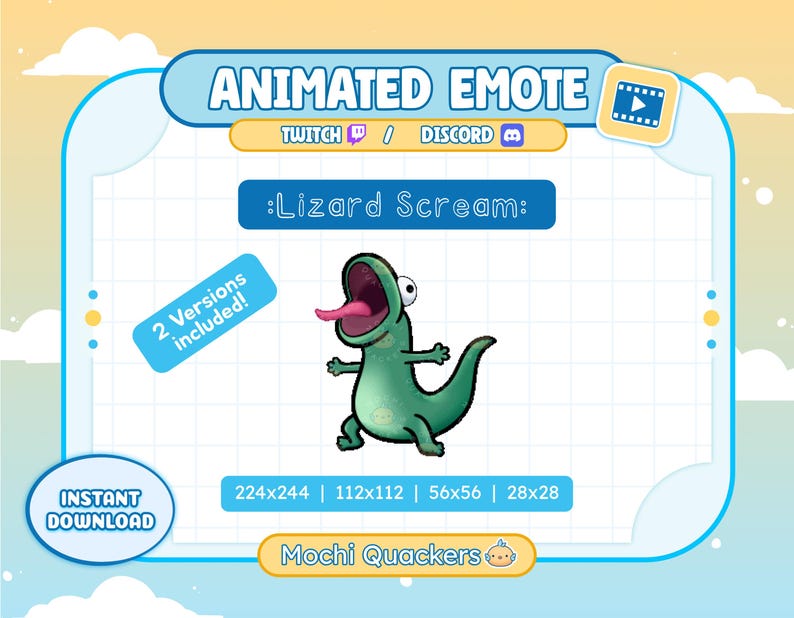 ANIMATED Emote | Screaming Lizard Emote (2 Versions) | Yell Scream Meme ...