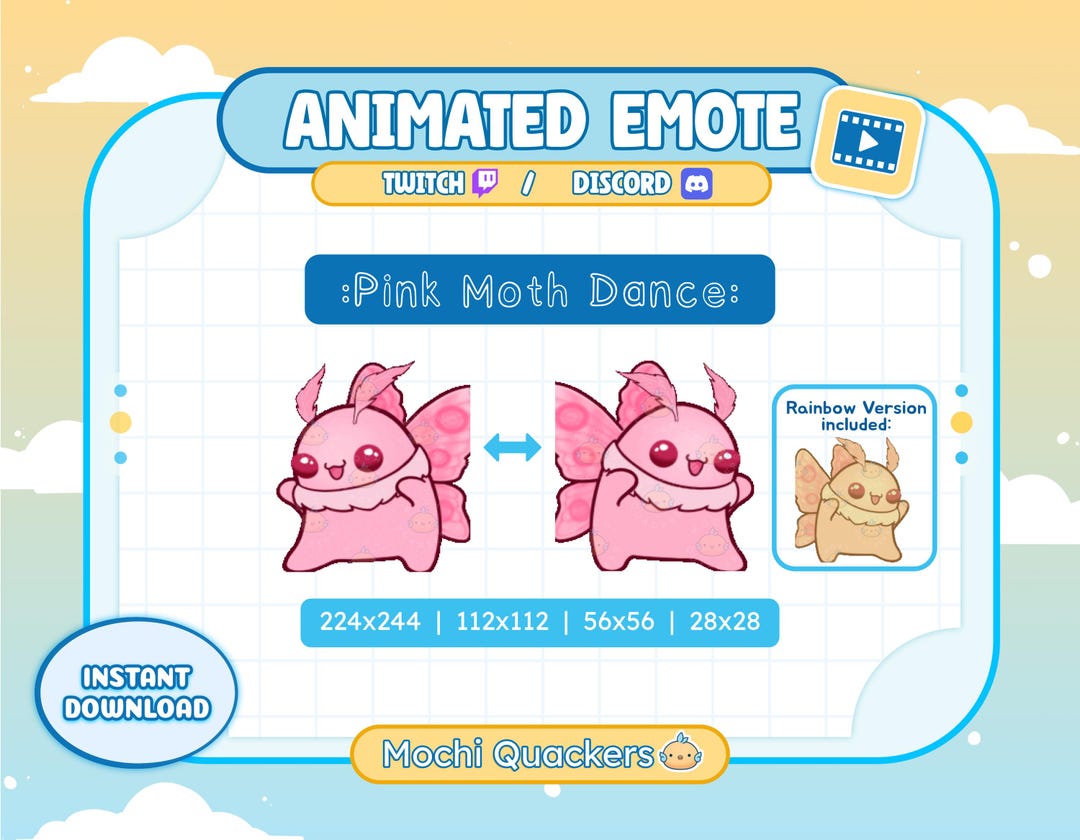 Animated Emote - Pink Moth Dance | Hype Rave Emoji for Twitch & Discord ...