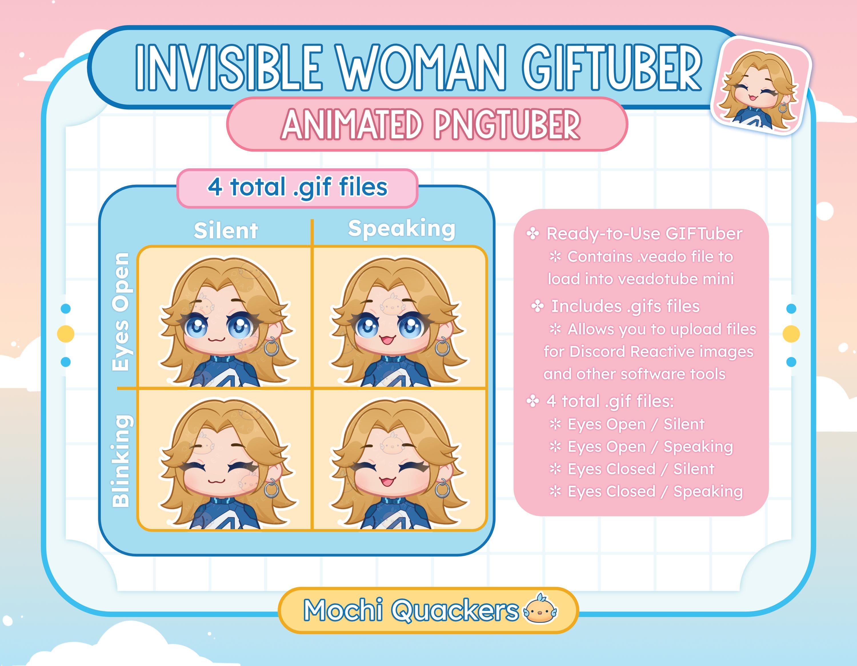 Animated Invisible Woman Pngtuber | Chibi Twitch Avatar, Veadotube ...