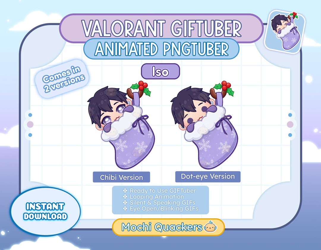 ANIMATED PNGTUBER | Christmas Valorant Iso Giftuber | Twitch PNG Model ...