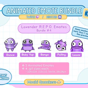 Animated Emote Bundle: Lavender R.E.P.O. Emoji Pack for Twitch ...