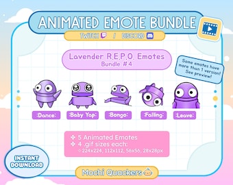 Animated Emote Bundle: Lavender R.E.P.O. Emoji Pack for Twitch ...
