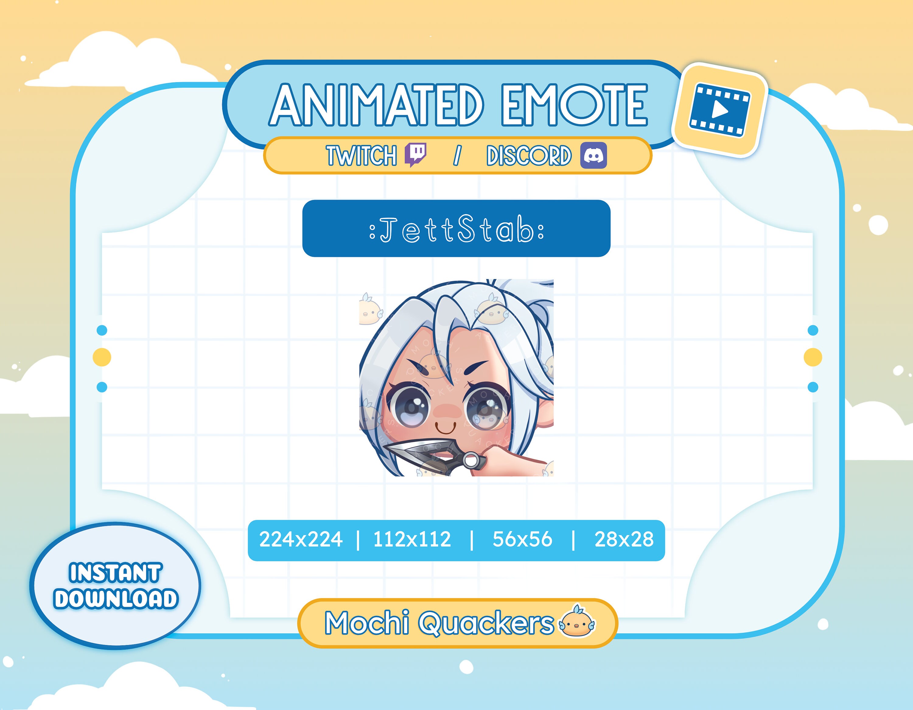 VALORANT ANIMATED EMOTE Jett Stab Emote for Twitch & Discord, Includes ...