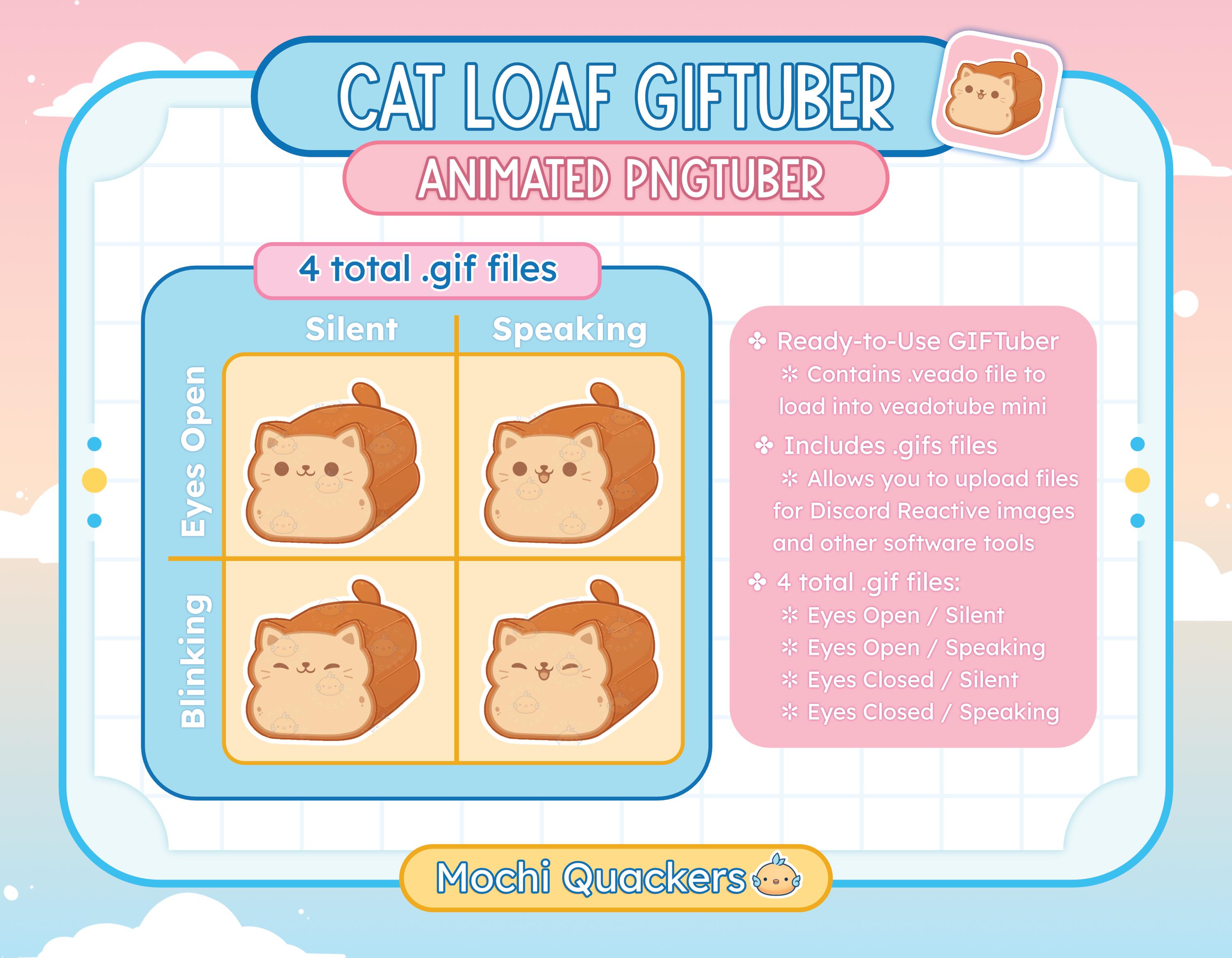 ANIMATED Pngtuber | Bread Loaf Cat GIF Tuber for Streaming | Ready-to ...