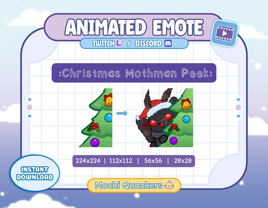 Animated Emote | Christmas Mothman Emote - Tree Peek | Black Moth Emoji ...