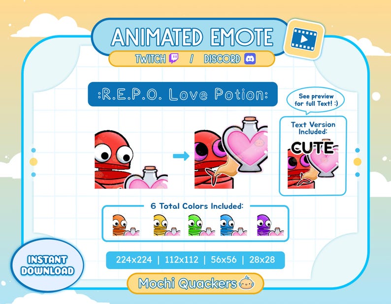Animated R.E.P.O. Love Potion Emote, 6 Colors | I Love Meme Emoji ...