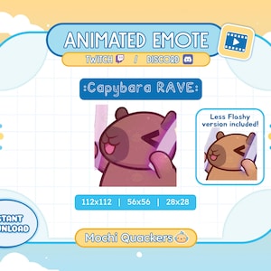Animated Capybara Emote - Rave Party | Twitch Stream & Discord Chat ...