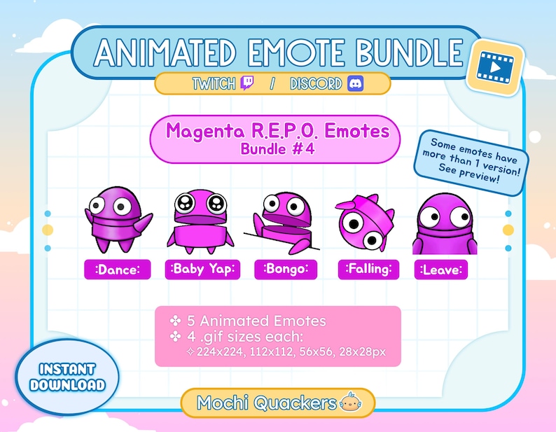 ANIMATED REPO Emote Bundle | Magenta R.E.P.O. Dance, Baby Yap, Bongo ...