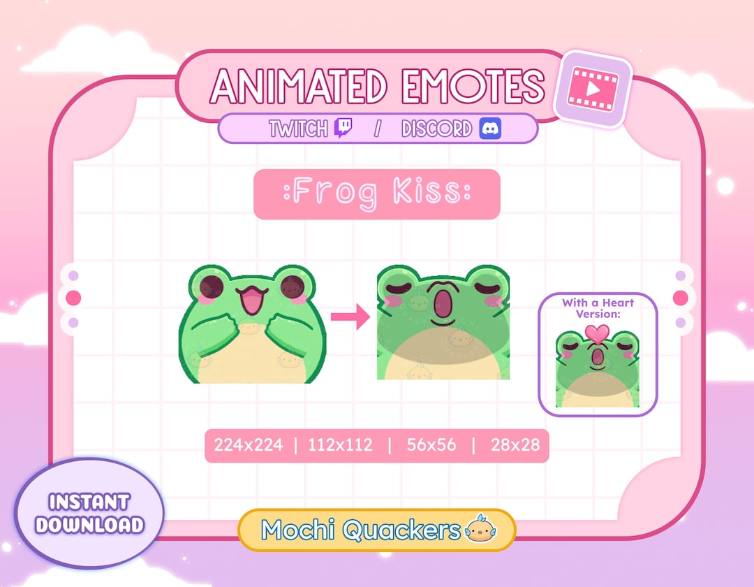 ANIMATED Emote | Frog Kiss Emote for Twitch & Discord, 4 .gif Sizes ...