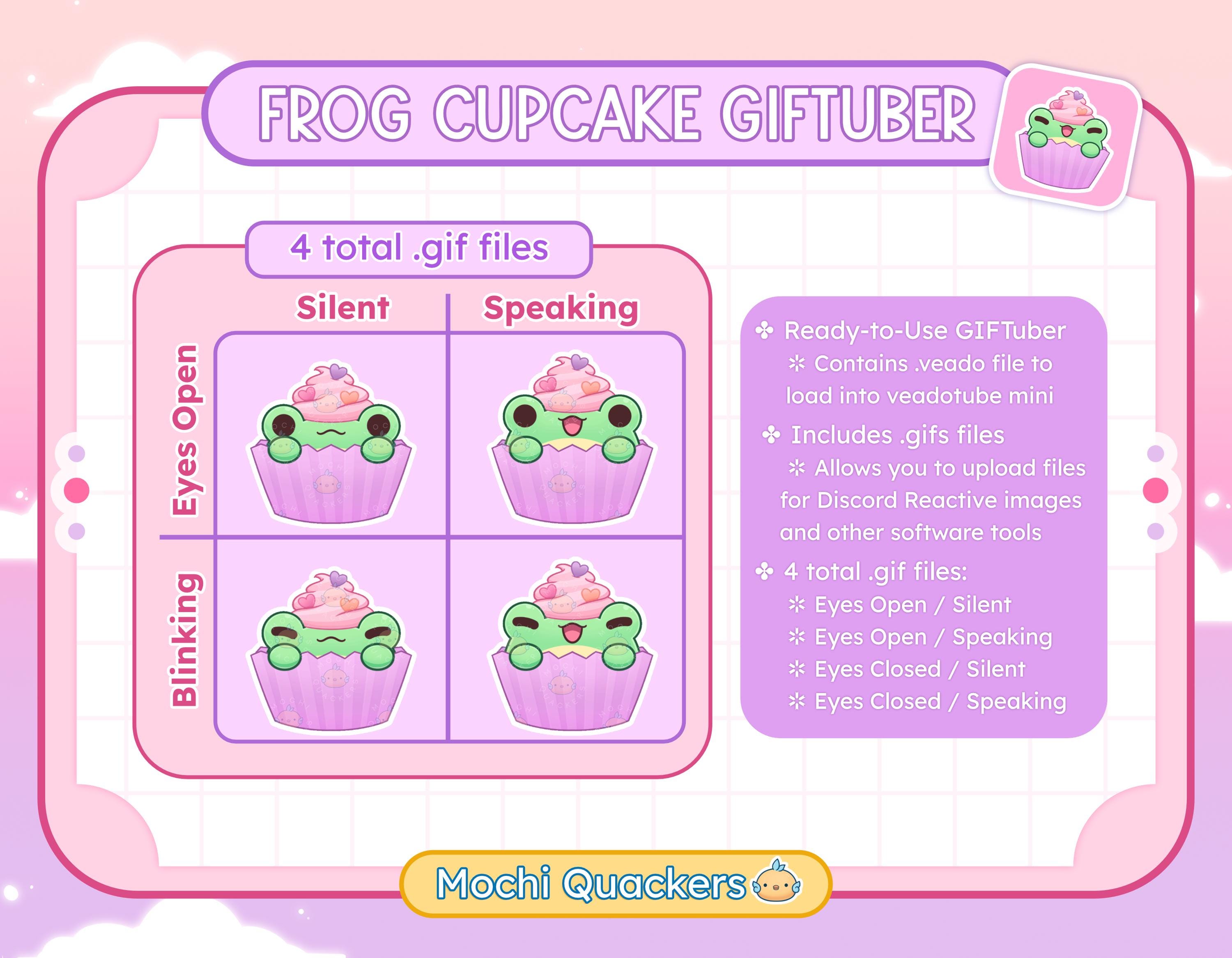 ANIMATED Pngtuber | Cupcake Frog PNG Tuber for Streaming | Ready to Use ...