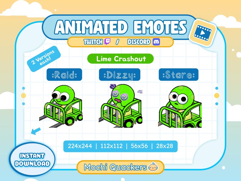 Animated Emotes | Lime Green Crashout - Raid, Dizzy, Stare | Twitch ...