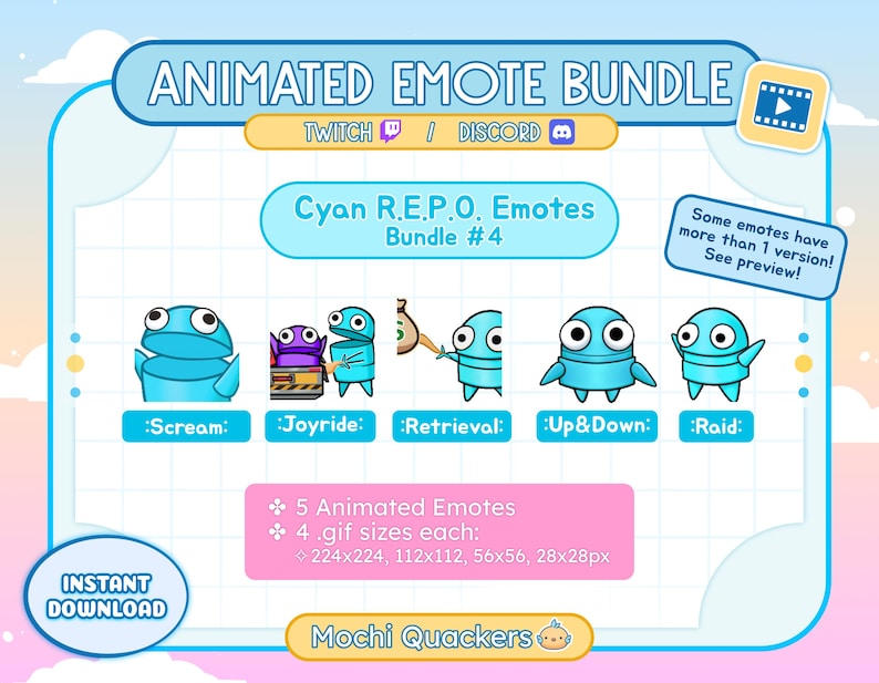 Animated Cyan REPO Emotes Bundle: Twitch/discord (digital Download) - Etsy