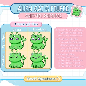 Animated Pngtuber - Green Alien Cat PNG Tuber | Veadotube, Twitch ...