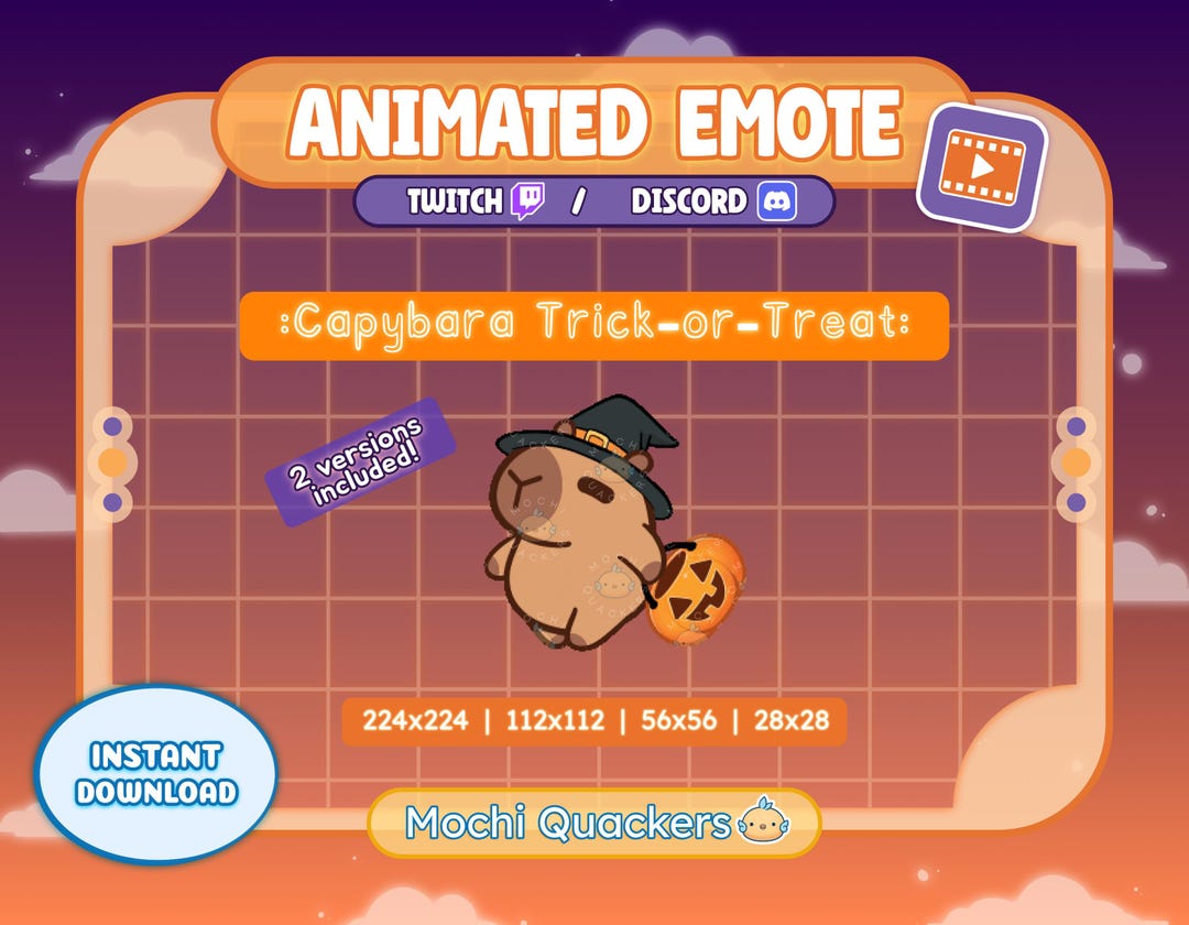 ANIMATED Emote | Witch Capybara Trick or Treat | Chibi Halloween Twitch ...