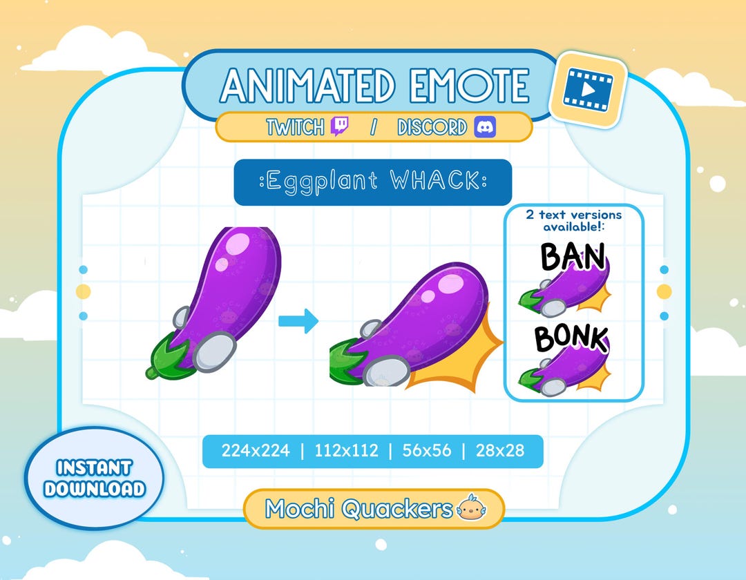 ANIMATED Emote | Purple Eggplant Emote - BONK | Ban Hammer Emoji for ...