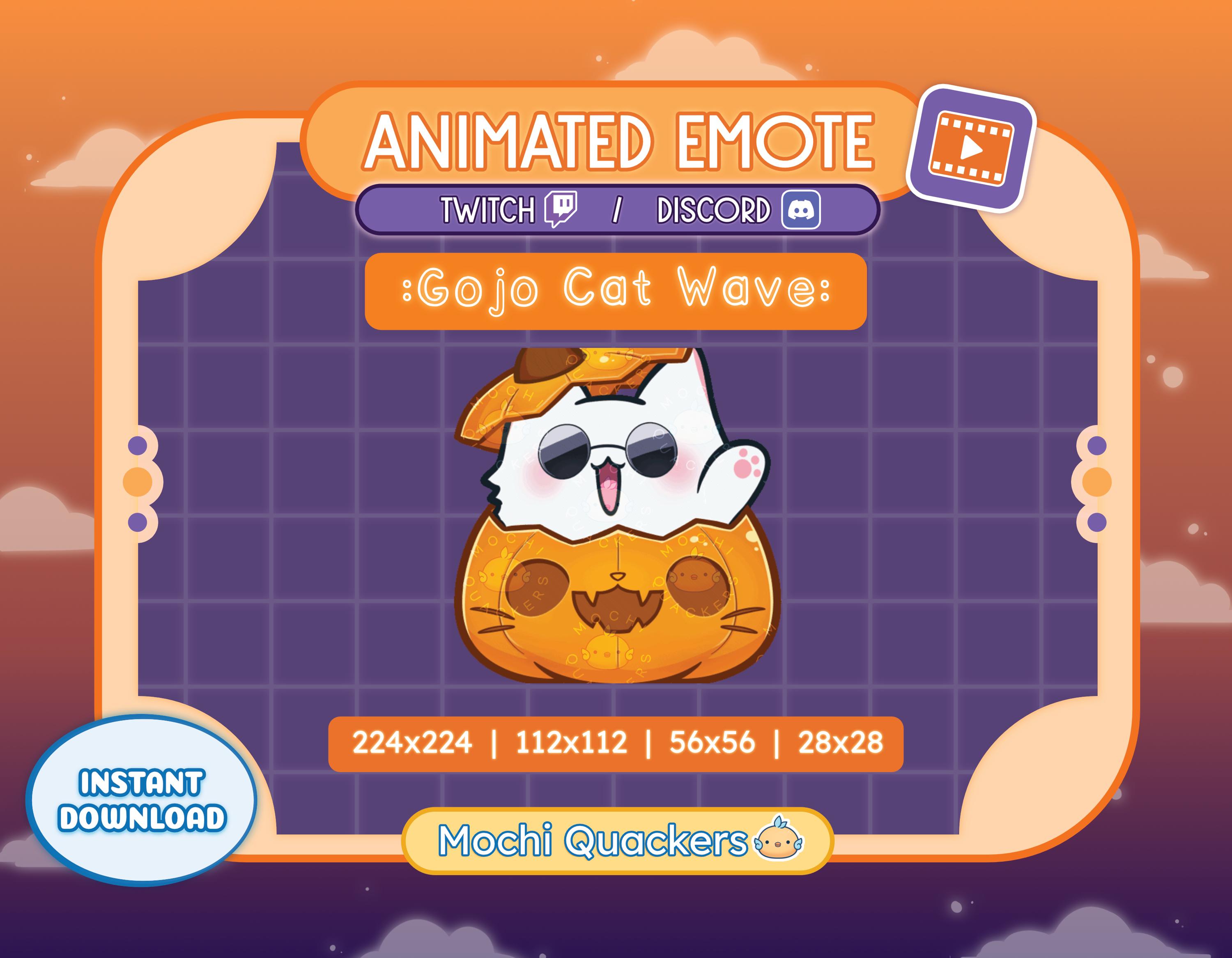 ANIMATED Emote | Pumpkin Gojo Cat Wave | Twitch & Discord Emoji, Waving ...