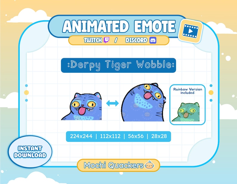 Animated Emote - Derpy Tiger Wobble | Wiggly Kpop Blue Tiger, Twitch ...
