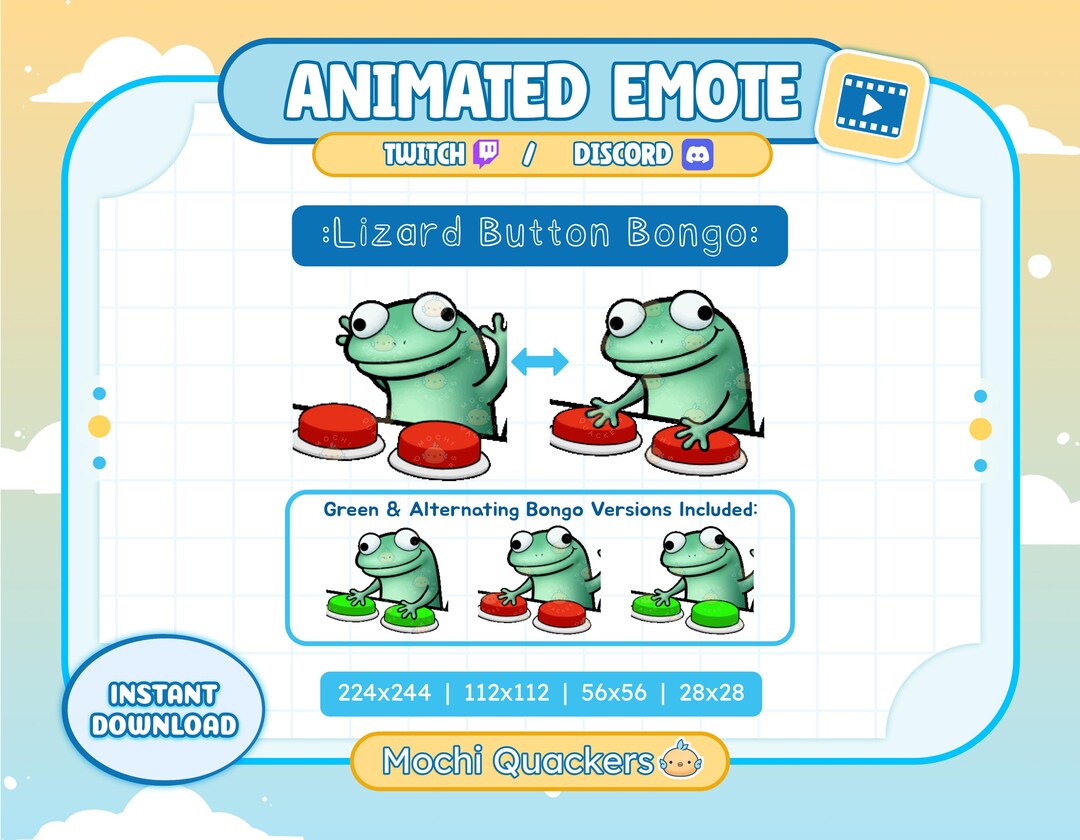ANIMATED Emote - Lizard Bongo Cat | 2 Versions | Lizard Button Meme ...