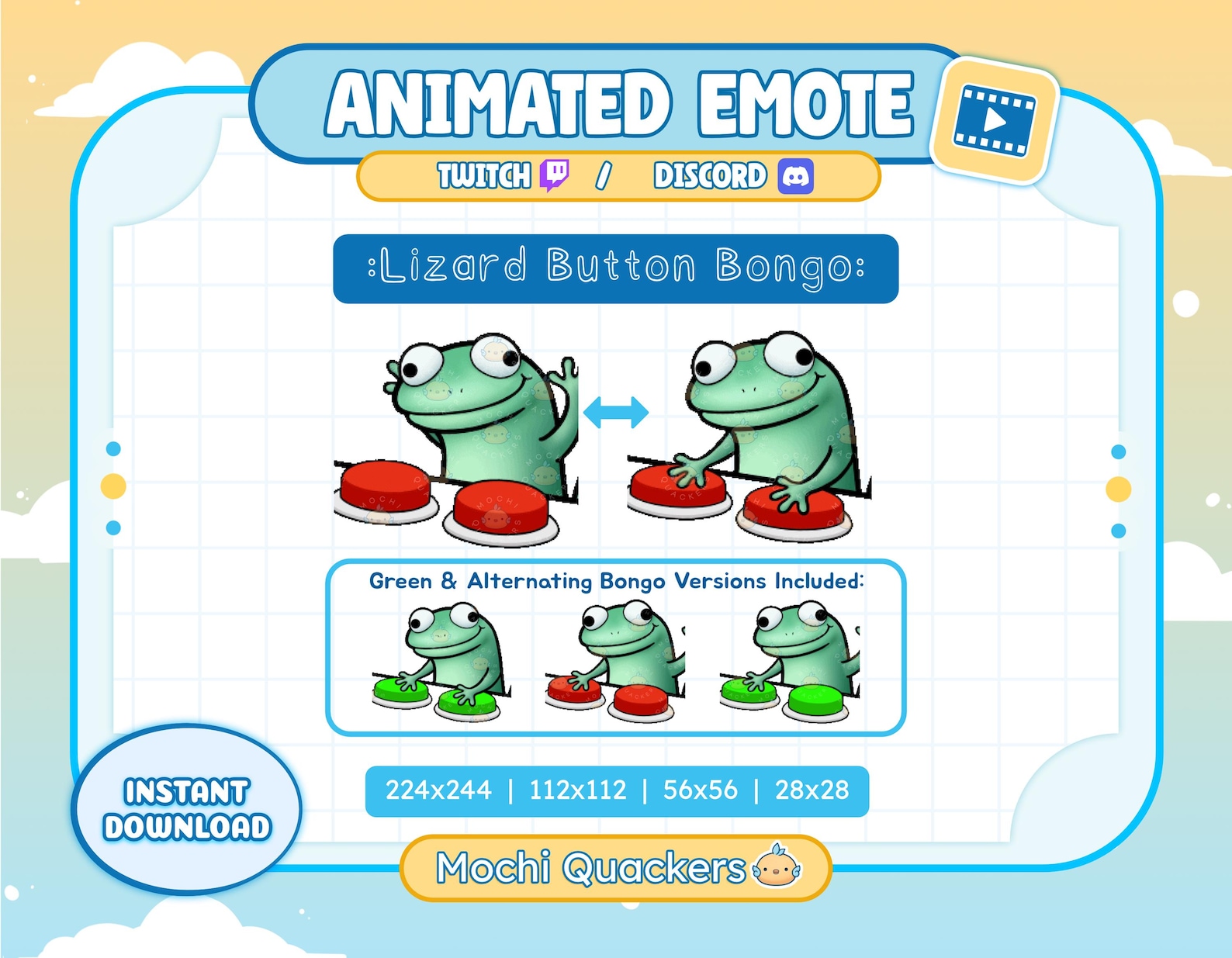 ANIMATED Emote - Lizard Bongo Cat | 2 Versions | Lizard Button Meme ...