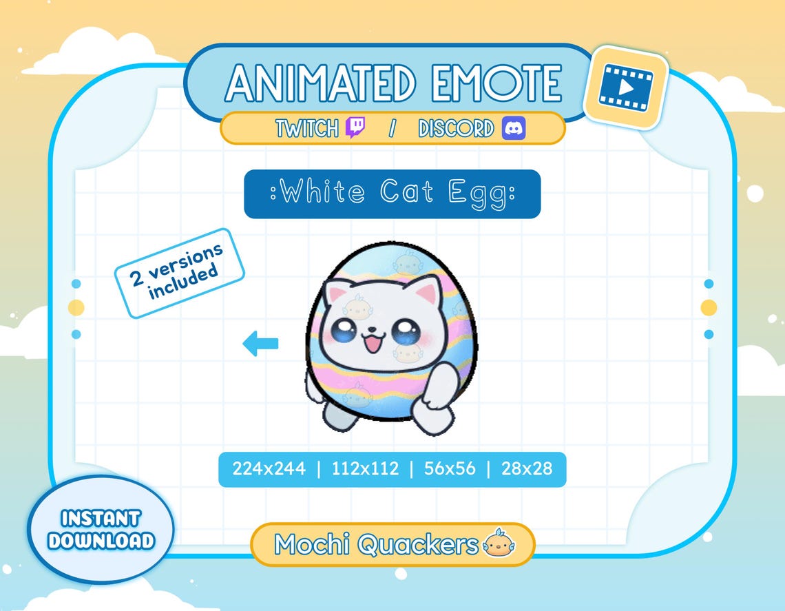 ANIMATED Easter Emote | White Cat Easter Egg Walk for Twitch & Discord ...