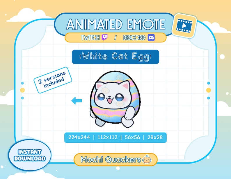 ANIMATED Easter Emote | White Cat Easter Egg Walk for Twitch & Discord ...