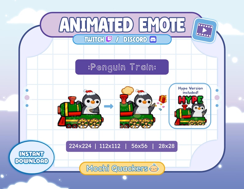 Holiday ANIMATED EMOTE | Santa Penguin Hype Train Emote | Winter Twitch ...