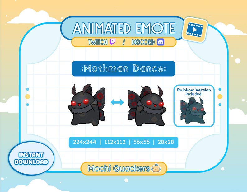Animated Mothman Dance Emote | Chibi Moth Cryptid Emoji, Party Hype ...