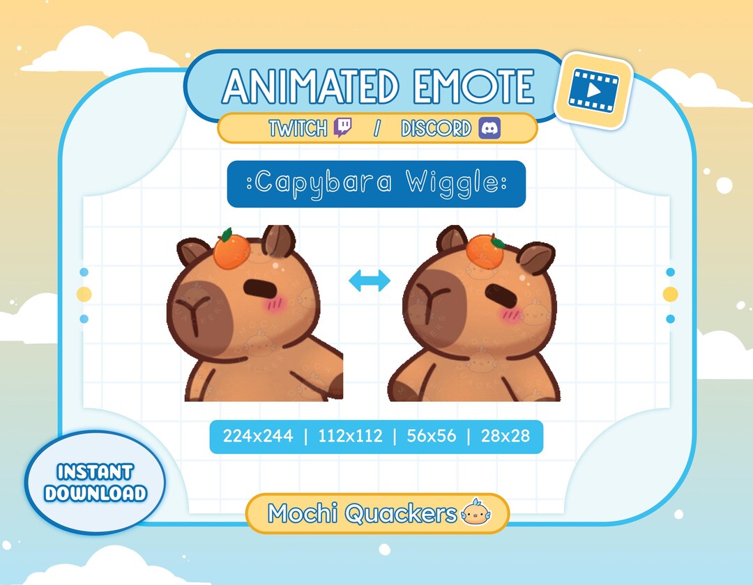 ANIMATED Emote | Capybara Wiggle for Twitch & Discord, 4 Gif Sizes for ...