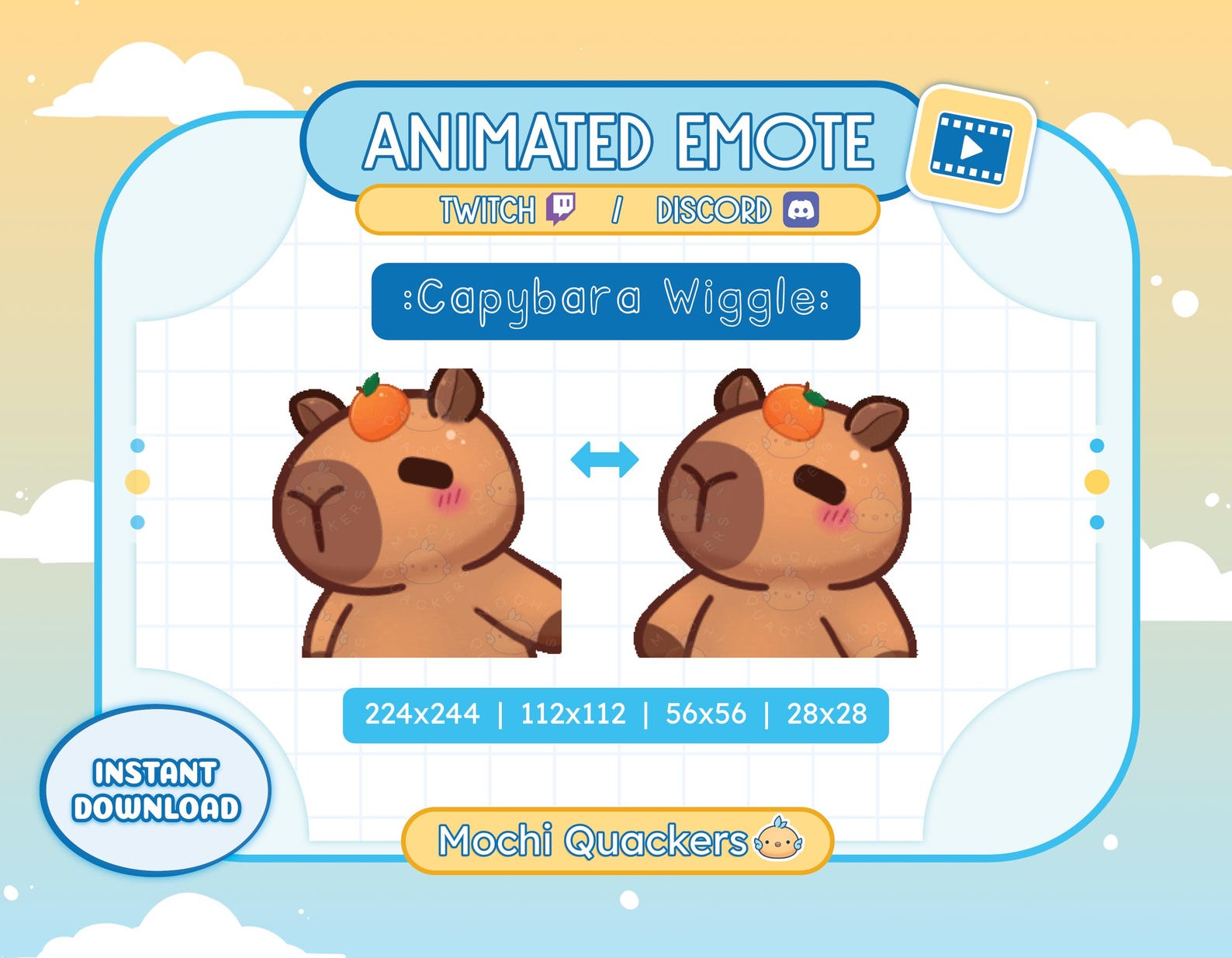 ANIMATED Emote | Capybara Wiggle Dance | Chibi Capy Emoji for Twitch ...