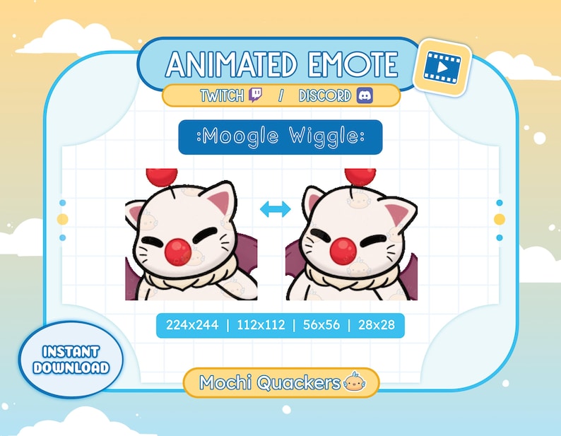 ANIMATED FFXIV Emote | Moogle Wiggle Dance Emote | Waddle Emoji, Twitch ...