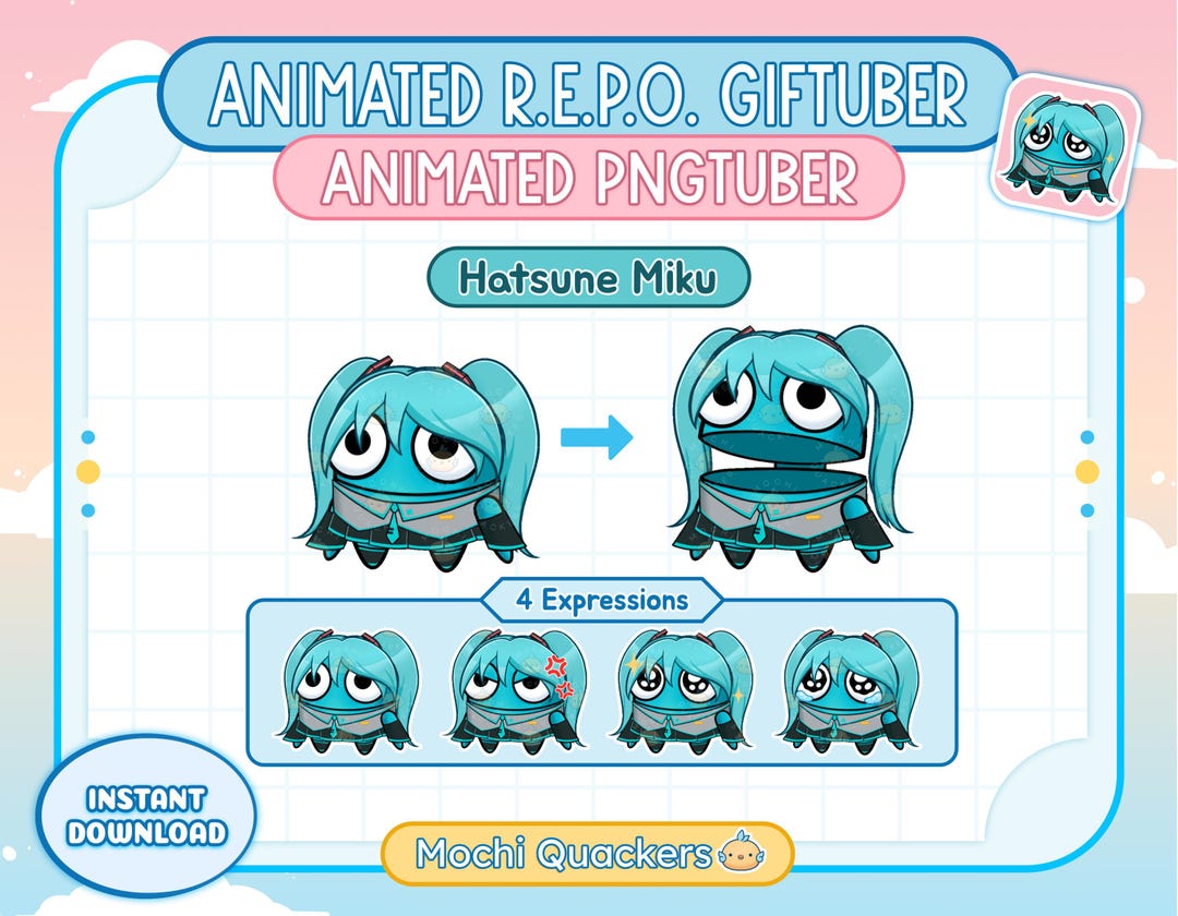 Animated Pngtuber | Hatsune Miku R.E.P.O. Game, 4 Expressions ...
