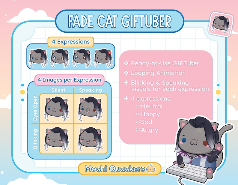 Animated Pngtuber - Valorant Fade Cat PNG Avatar, 4 Expressions ...