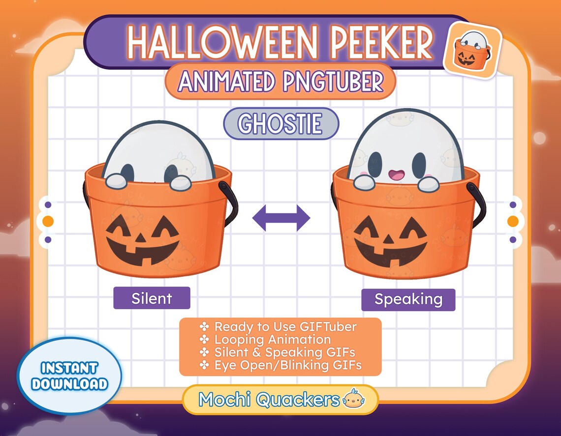 ANIMATED Pngtuber | Halloween Ghost Giftuber for Streaming | Spooky ...