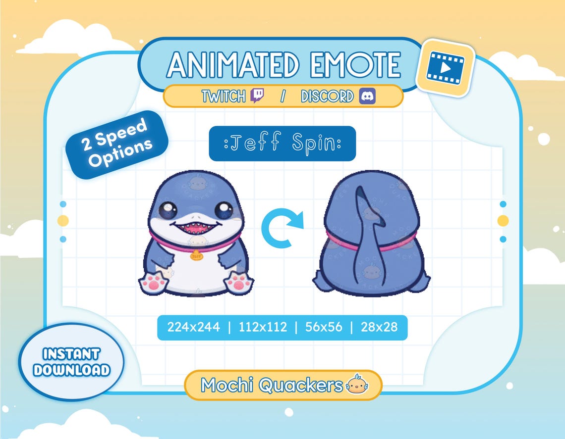 Animated Emote | Jeff the Land Shark Spin Emote | Spinning Emoji Twitch ...