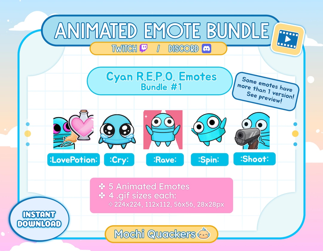 ANIMATED Emotes | Cyan R.E.P.O. Love Potion, Crying, Rave Dance ...