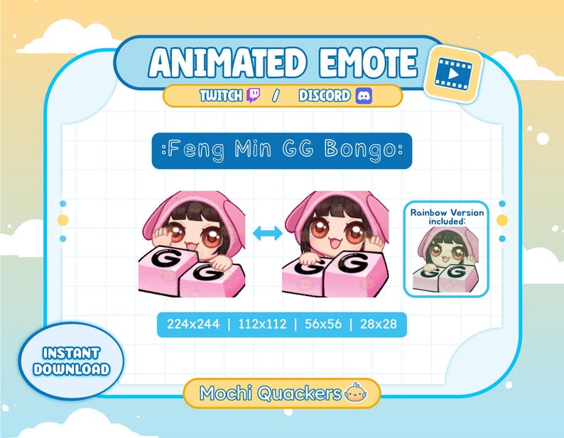 Animated DBD Emote - Pink Bunny Feng Min GG Bongo | Twitch & Discord (4 ...