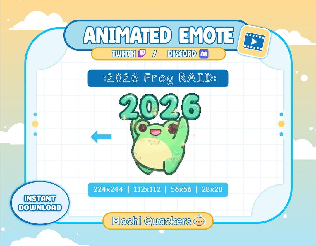 ANIMATED Emote | 2026 New Year Emote - Frog RAID | Fireworks Emoji Twitch & Discord (GIF) - Etsy