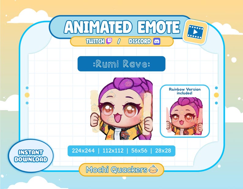 Animated Emote - KPDH Rumi Rave | Kpop Lightstick Emoji, Party Hype ...