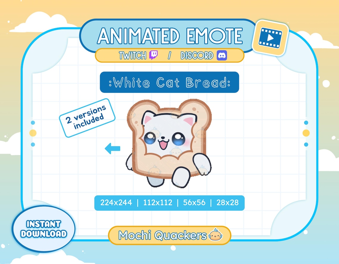 ANIMATED Emote | White Cat Toast RAID for Twitch Stream & Discord ...