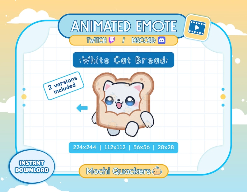 ANIMATED Emote | White Cat Toast RAID for Twitch Stream & Discord ...