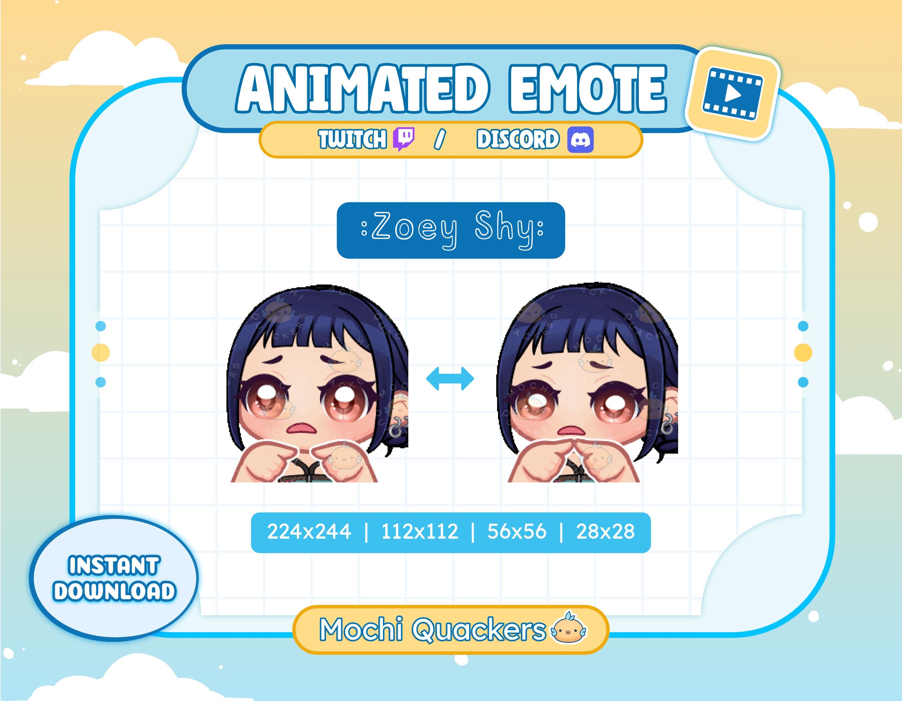 ANIMATED Emote | KPDH Zoey Shy Emote | Twitch & Discord, K-pop Chibi ...