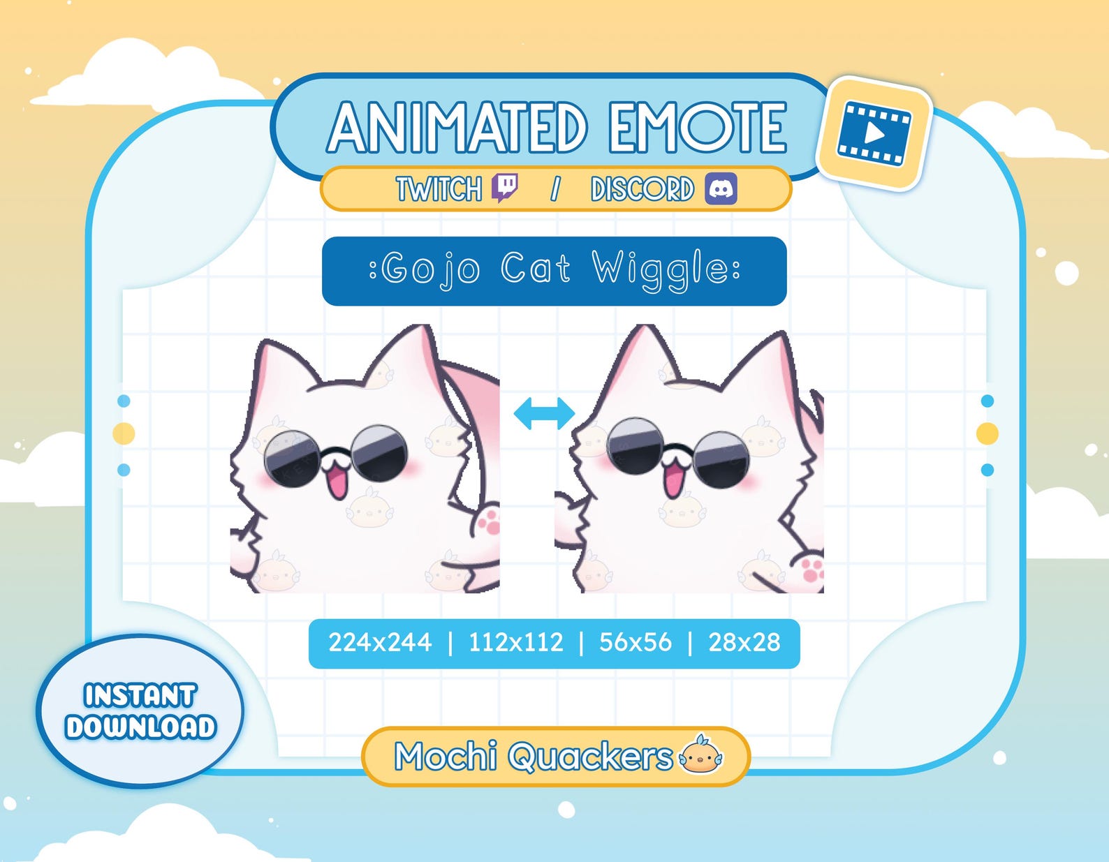 ANIMATED Gojo Emote | Gojo Cat Wiggle for Twitch & Discord, 4 Gif Sizes ...