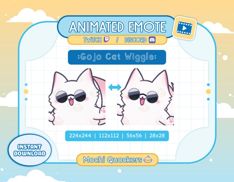 ANIMATED Gojo Emote | Gojo Cat Wiggle for Twitch & Discord, 4 Gif Sizes ...