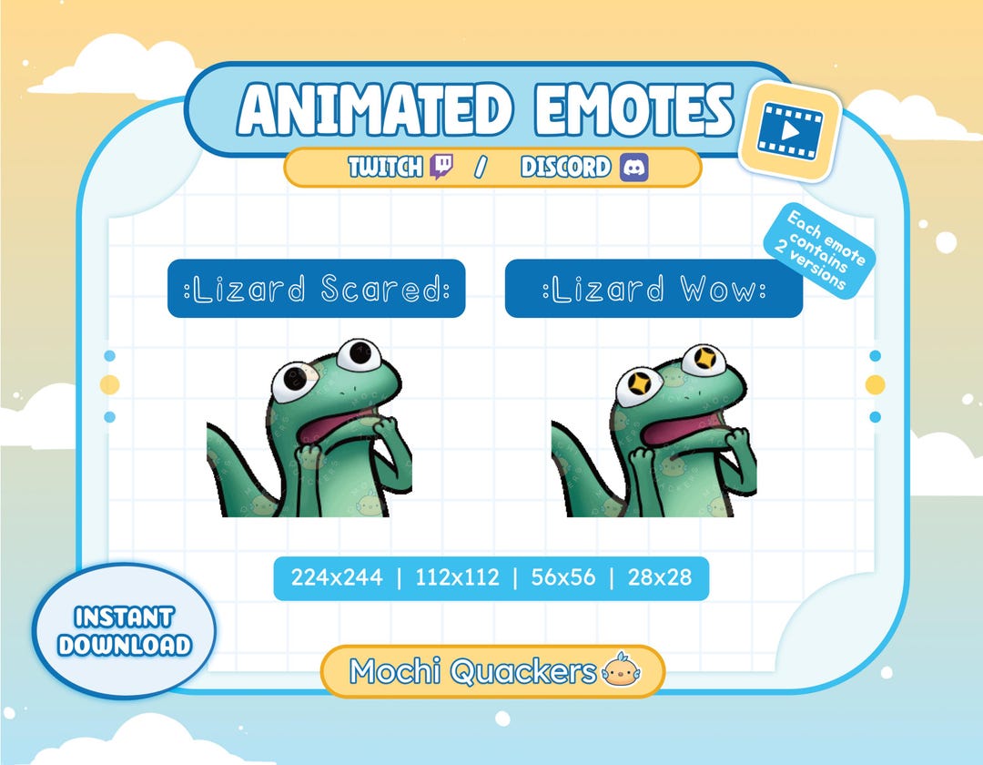 Animated Lizard Emotes - Scared and Wow | Meme Lizard Emote, POG ...