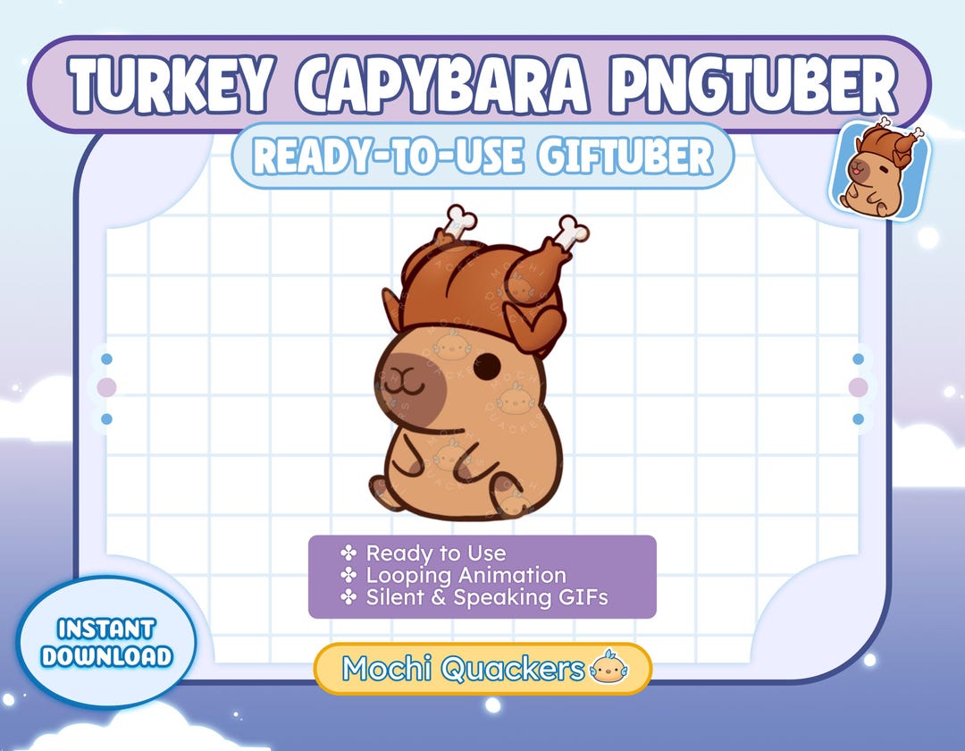 Animated Pngtuber | Thanksgiving Turkey Capybara PNG Tuber | Ready-to ...