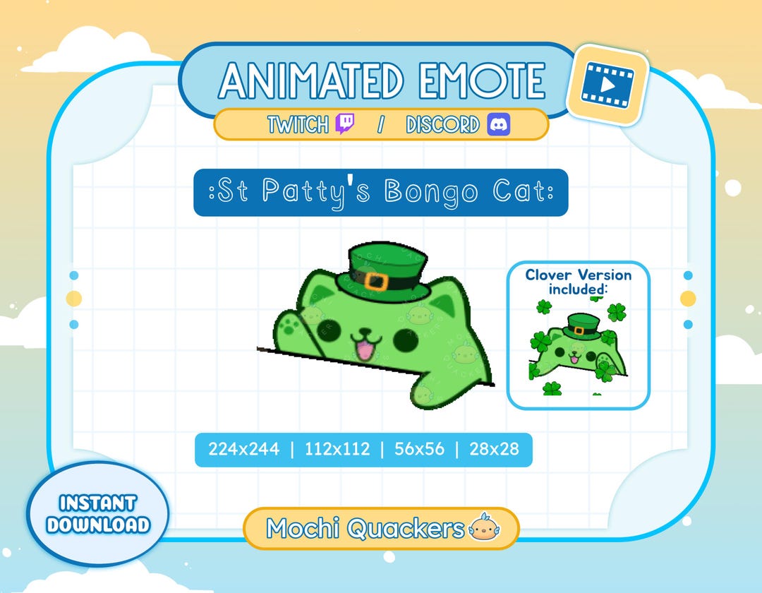 ANIMATED Emote | St Patrick's Day Green Cat Bongo Emote for Twitch ...