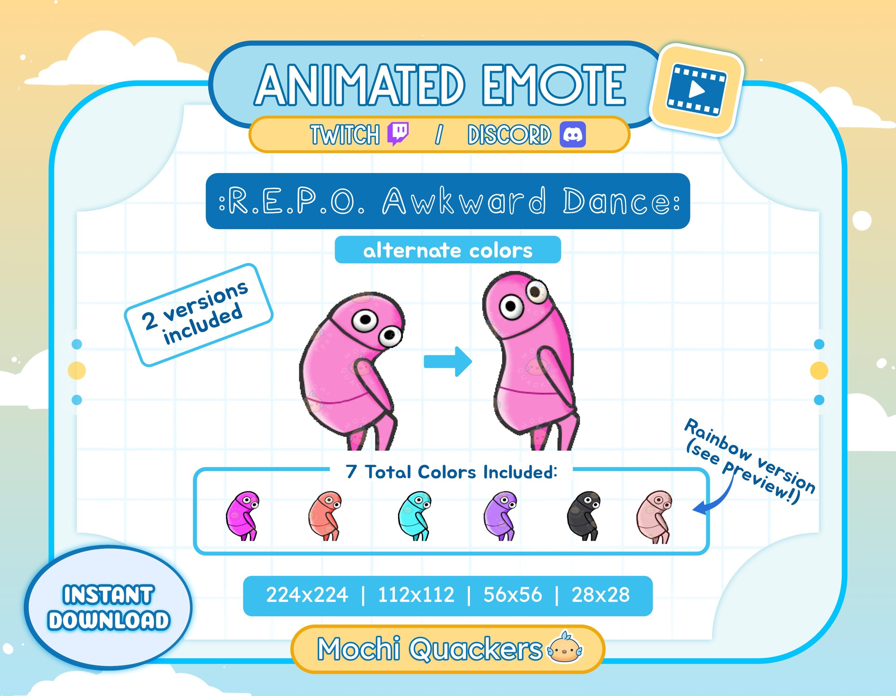 ANIMATED REPO Emote | R.E.P.O. Twerk Emote - Awkward Dance | 7 Colors ...