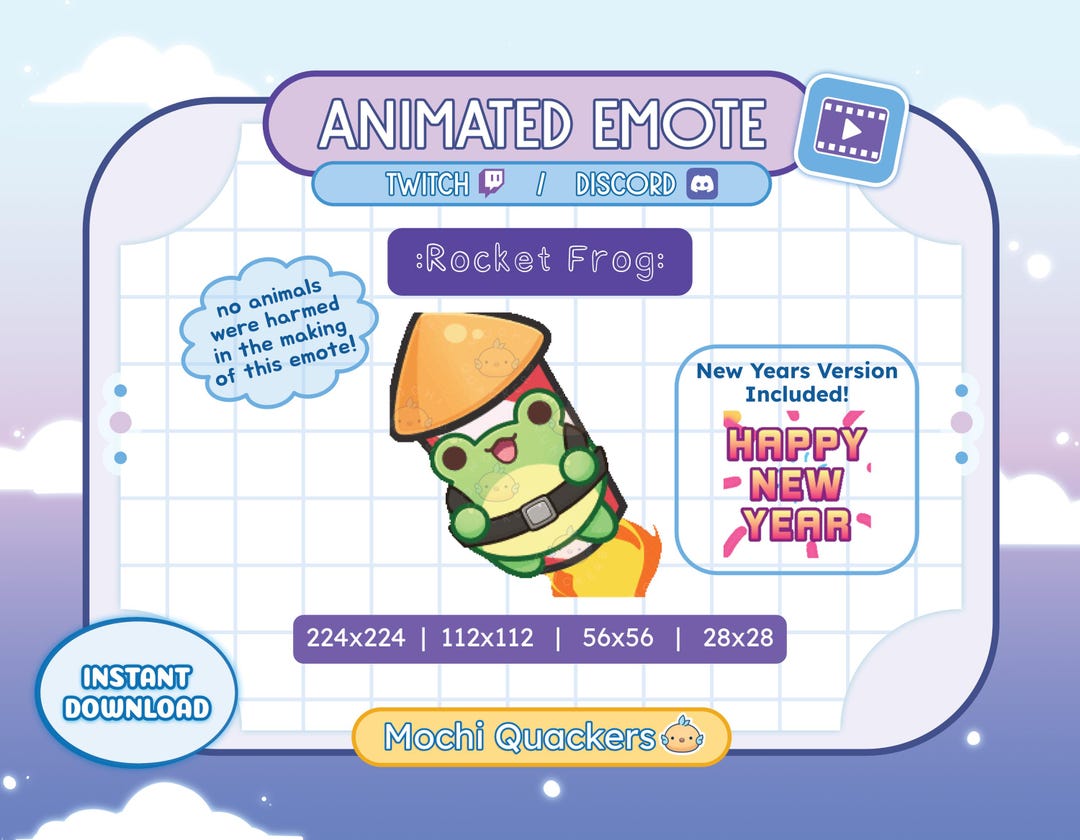 ANIMATED Emote | Rocket Frog Emote for Twitch & Discord | Happy New ...
