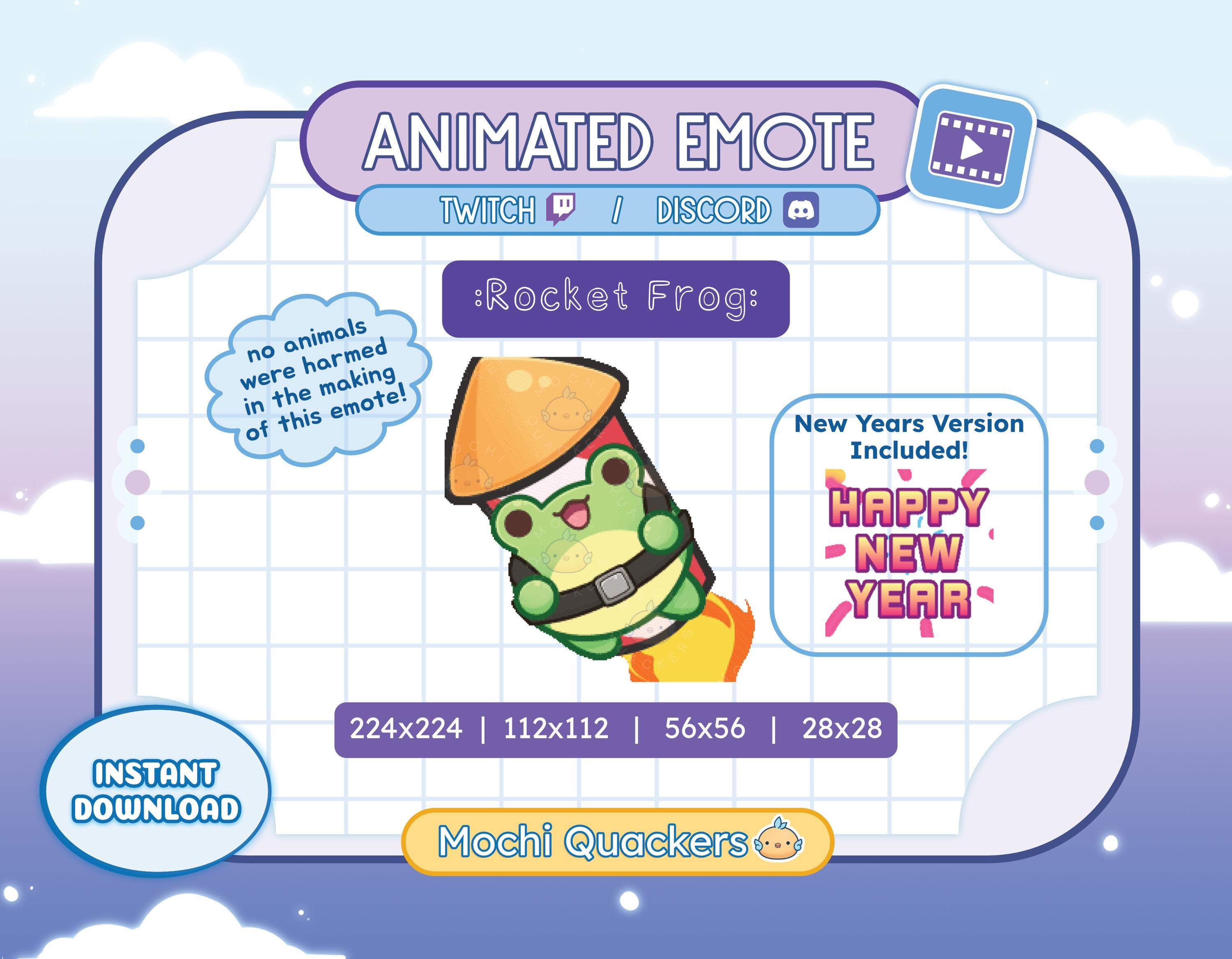 ANIMATED Emote | Rocket Frog Emote for Twitch & Discord | Happy New ...